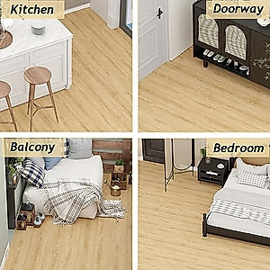 Freshtour Peel and Stick Floor Tile, 72 PCS/108 Sq.Ft Self-Adhesive Wood Vinyl Plank Flooring, Waterproof Wear-Resistant DIY Floor Tiles for Bedroom Kitchen Living Room RV (36" x 6", Light yellow)