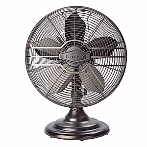 Lasko Oscillating Table Top Fan, Portable, 3 Quiet Speeds, for Bedroom, Kitchen and Office, 17", Bronze, R12210
