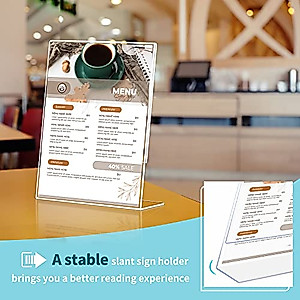 Annecy Sign Holder 8.5x11 6 Pack, Clear Slanted Plastic Sign Holder 8.5 x 11 Standing, Display Vertically Menu, Document, Paper, Suitable Desktop for Coffee, Hotel, Office, Public