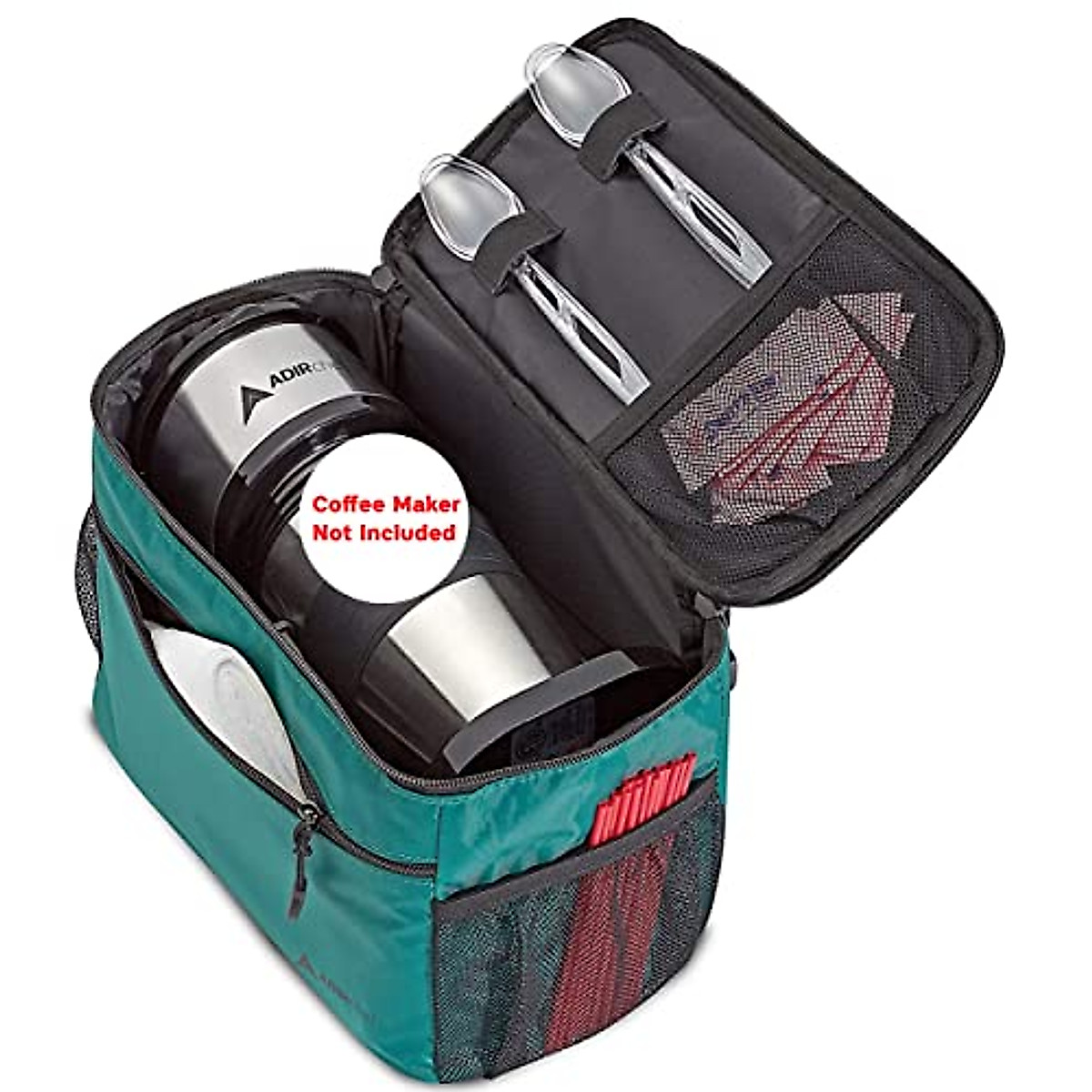 Adir Mini Single Serve Travel Coffee Maker Pouch Organizer, Portable For Travel, Camping, Office Lunch Bag For Grab & Go Daily Use