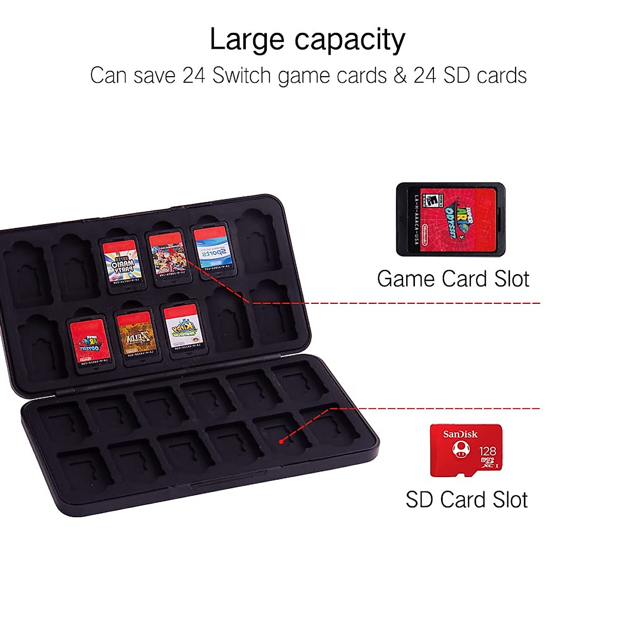 PERFECTSIGHT Cute Game Card Case for Nintendo Switch/Switch Lite/OLED, 24 Game Holder Cartridge Case for Game Cards and 24 SD Cards, Kawaii Portable Compact Storage Box (Grey Arceus, 24 Slots)