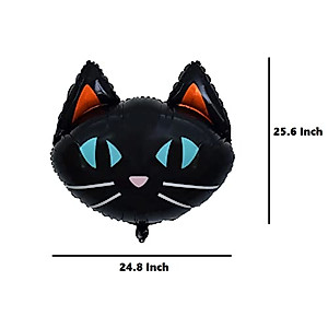 25.6" Black Cat Balloons - Cat Head Foil Balloon Decoration for Halloween Birthday Baby Shower Animal Party Day of Death Decor Supplier 3PCS