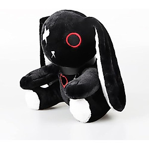 BIUBIULOVE Goth Rabbit Plush Toy, Gothic Bunny Plushie Stuffed Animal Toy, Dreadful Rabbit Doll for Halloween Easter Christmas Birthday Gift (Black, 10inch)