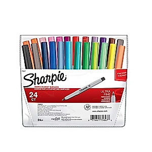 SHARPIE Permanent Markers, Ultra Fine Point, Assorted Colors, 24 Count