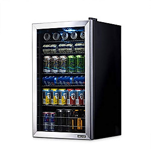 NewAir Beverage Refrigerator Cooler | 126 Cans Free Standing with Right Hinge Glass Door | Mini Fridge Beverage Organizer Perfect For Beer, Wine, Soda, And Cooler Drinks | AB-1200