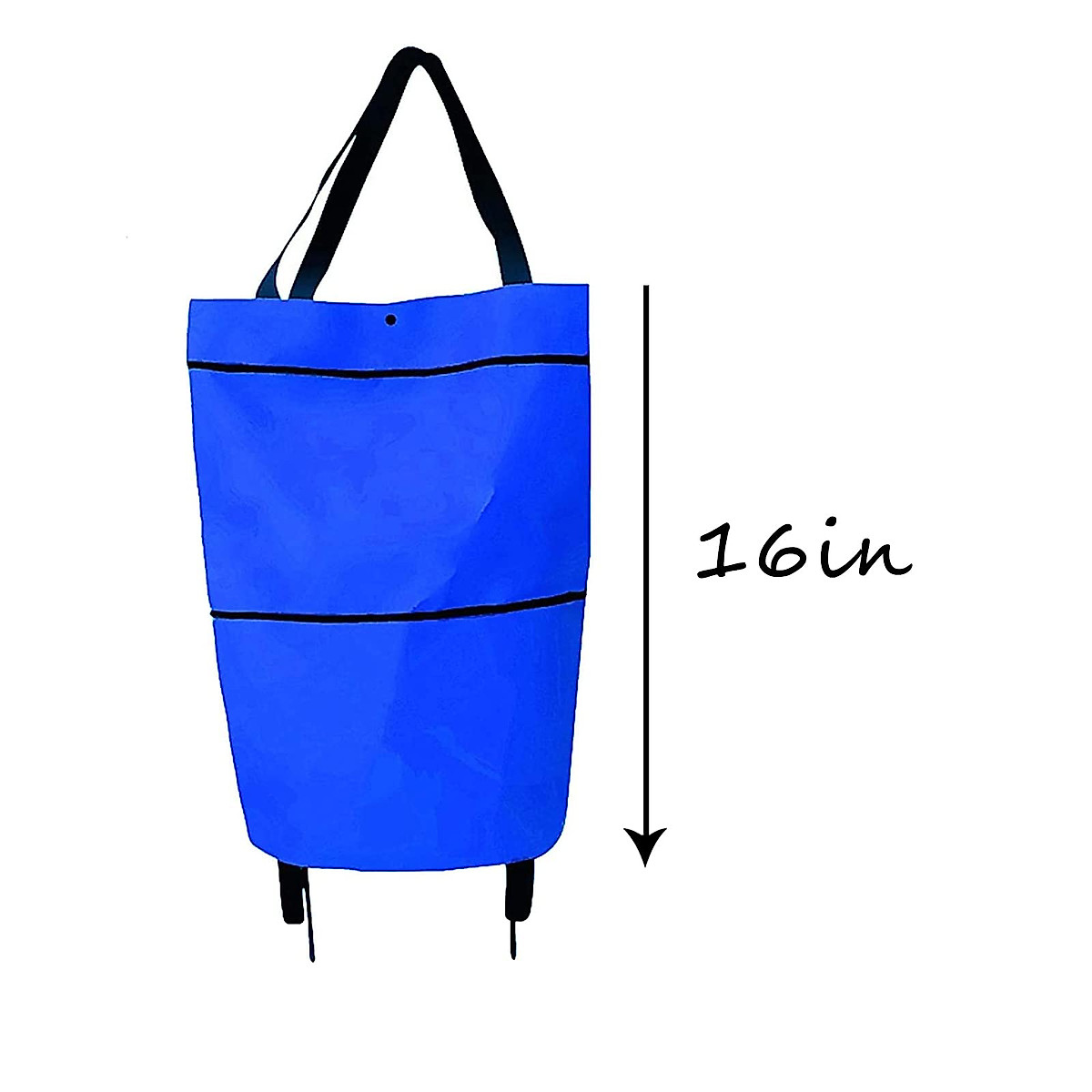 2 in 1 Upgrade Shopping Bag with Wheels for Women - Portable Trolley Bags Grocery Cart Hand Pulling Utility with Hand Straps, Folding Shopping Cart - Larger Size Shopping Bag (Blue)