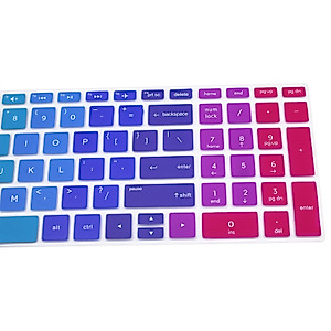 Silicone Keyboard Cover Compatible for for 15.6" HP Pavilion x360 15-br075nr, Pavilion 15-cc 15-cb Series 15-cc010nr 15-cb010nr, HP Envy x360 15m-bp 15m-bq Series, HP Envy 17.3" 17m-ae011dx (Rainbow)