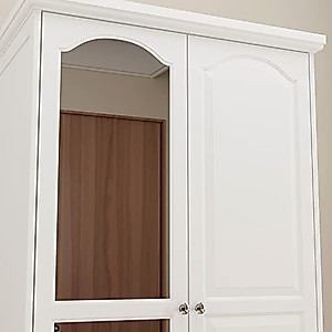 Homsee Wardrobe Armoire Wooden Closet with Mirror, 2 Doors, 3 Drawers, 4-Tier Storage Cubes and Hanging Rod for Bedroom, White (31.5”L x 19.7”W x 70.9”H)