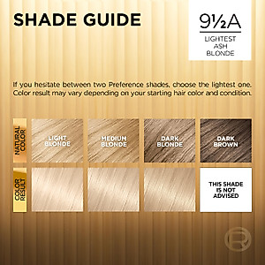L'Oreal Paris Superior Preference Fade-Defying + Shine Permanent Hair Color, 9.5A Lightest Ash Blonde, Pack of 1, Hair Dye