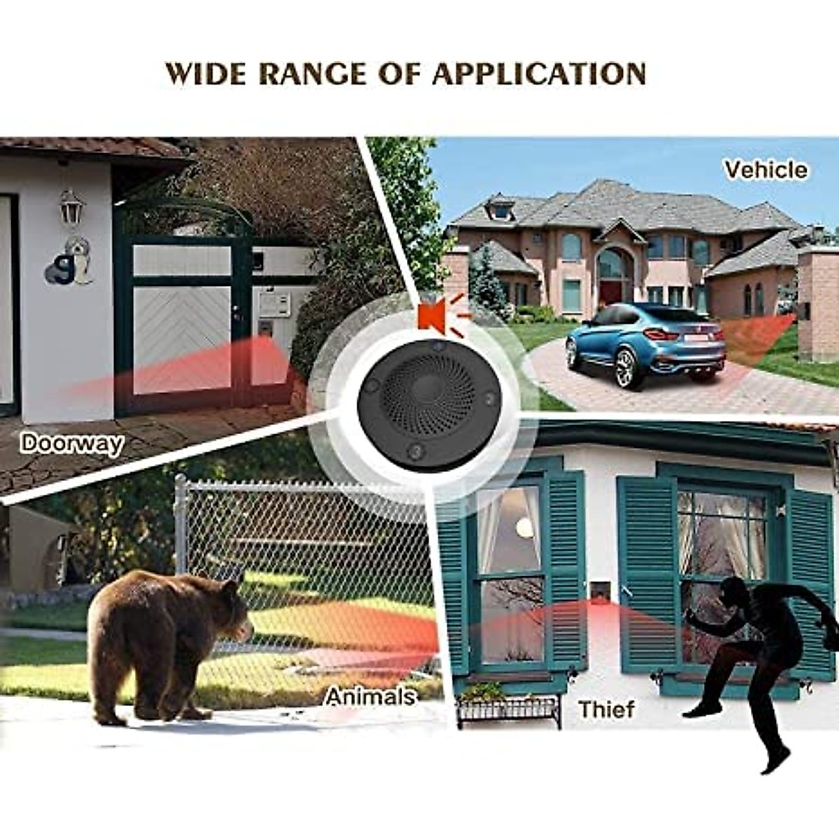 eMACROS HS002 Pro 2 Smart Wireless Driveway Alarm, Long Range Solar-Powered Motion Sensor, App for Remote Arm/Disarm & Schedule Alerts with 27 Chimes,1 Receiver and 1 Sensor