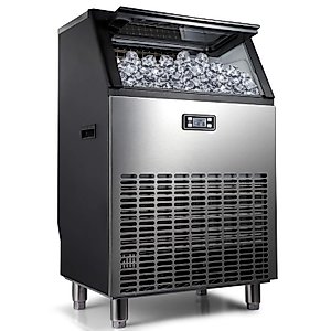 ADT Ice Mahcine Stainless Steel Under Counter Freestanding Commercial Ice Maker Machine for Home/Kitchen/Office/Restaurant/Bar/Coffee (270LB, Single-Water Inlet)