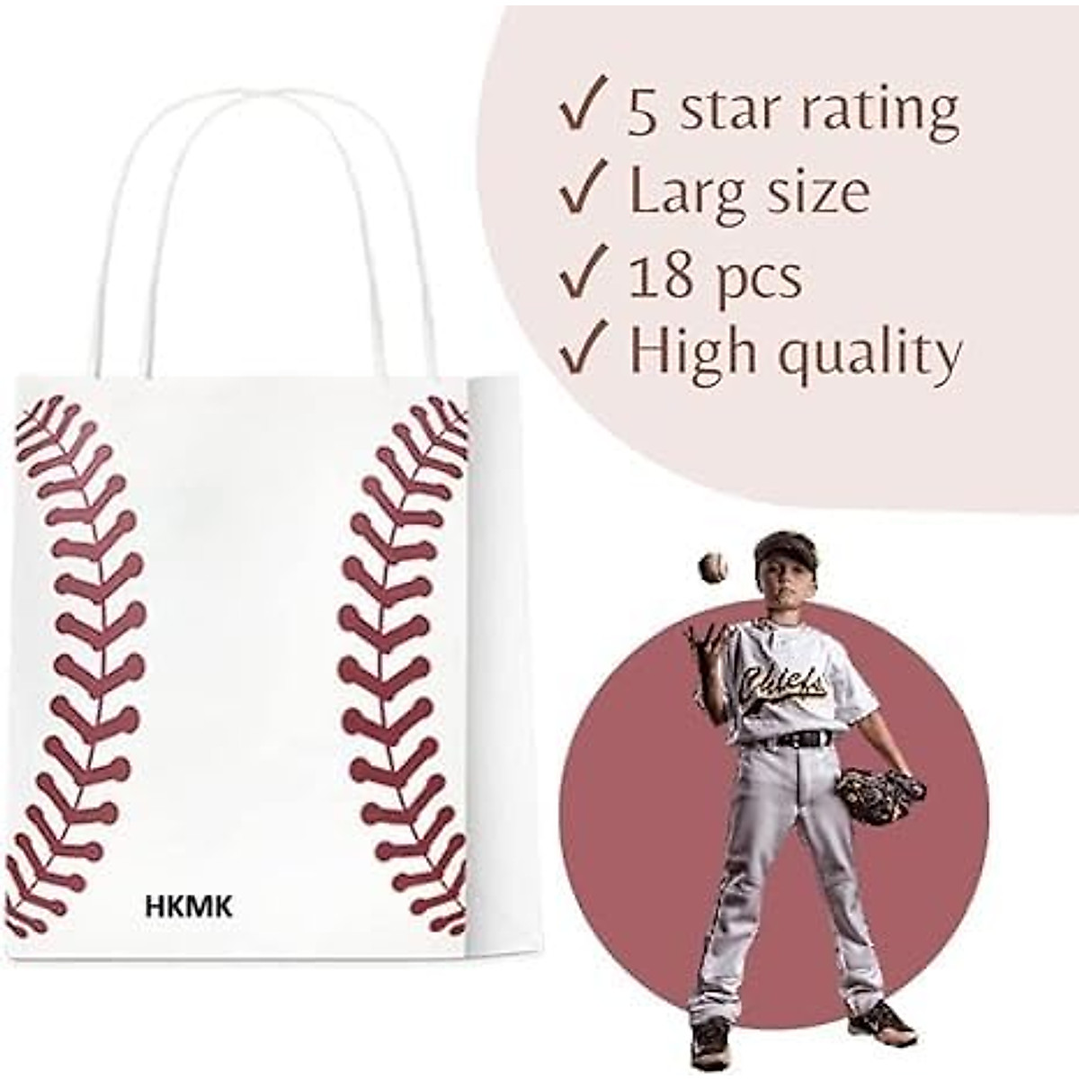 18 Pcs Baseball Party Favors Gift Bags - Baseball Goodie Bags Favors for Kids Adult Team - Baseball Theme Birthday Party decoration bags - Supplies Paper Bag with Handle