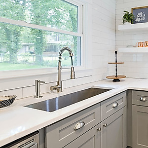 SAMODRA Kitchen Sink Soap Dispenser, Brass Pump Head Brushed Nickel Finish Built in Design with 39" Extension Tube Directly to Soap Bottle, No More Messy Refills(No Bottle)