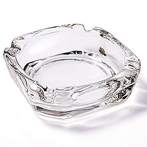 ZKKD Glass Ashtray, Home Ashtrays for Cigarettes, Outdoor Ashtray for Weed, Cigar Cool Ashtrays Cute Ashtray Square Transparent