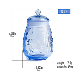 G Glass Cookie and Candy Jars With Airtight Lids For Food Storage, Household (Blue, MD 4.3 in *H 7.2 in)