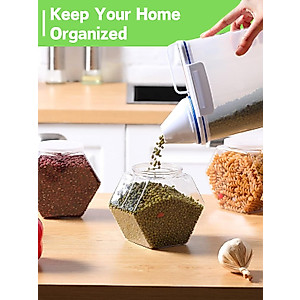 Glazeal 4pcs Large Candy Jar with Spoons, 72 OZ Hexagon Candy Jar Plastic Clear Cookie Jar with Lid for Candy Buffet, Kitchen Storage Containers Set