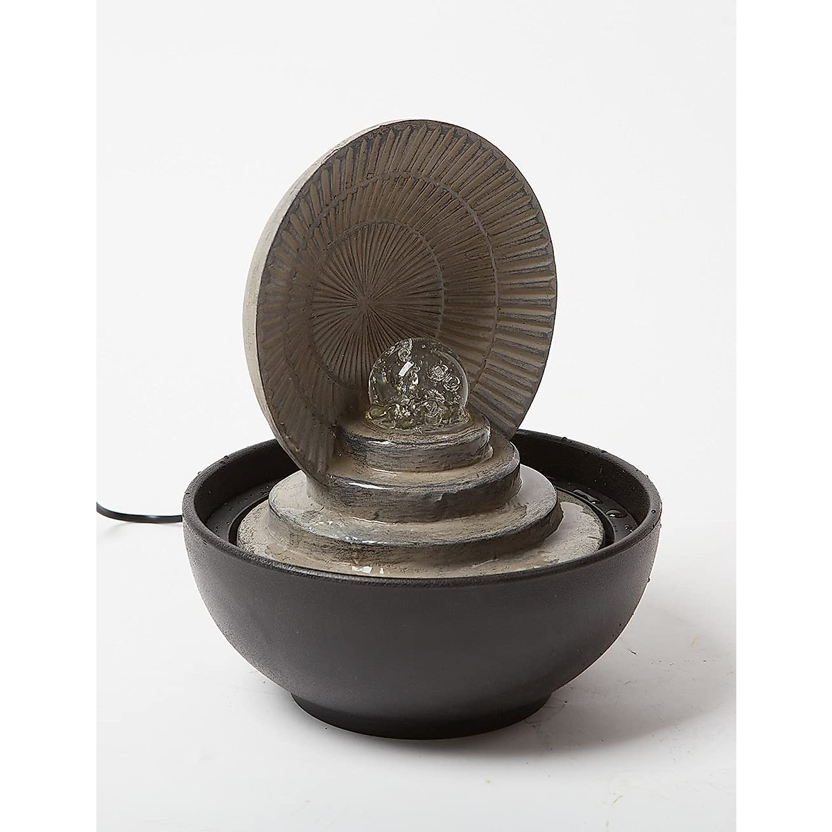 SEINHIJO Indoor Tabletop Water Fountain Zen Cascading Feng Shui Waterfall Home Decor Table Centerpiece Relaxation Gifts with LED Lights Rolling Ball 11 inch