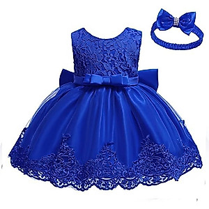 TUIJI Formal Prom Pageant Wedding Girls Dresses A-line Knee Length Tutu Ruffle Dress Princess Party Infant Baby Dress 6M Royal Blue
