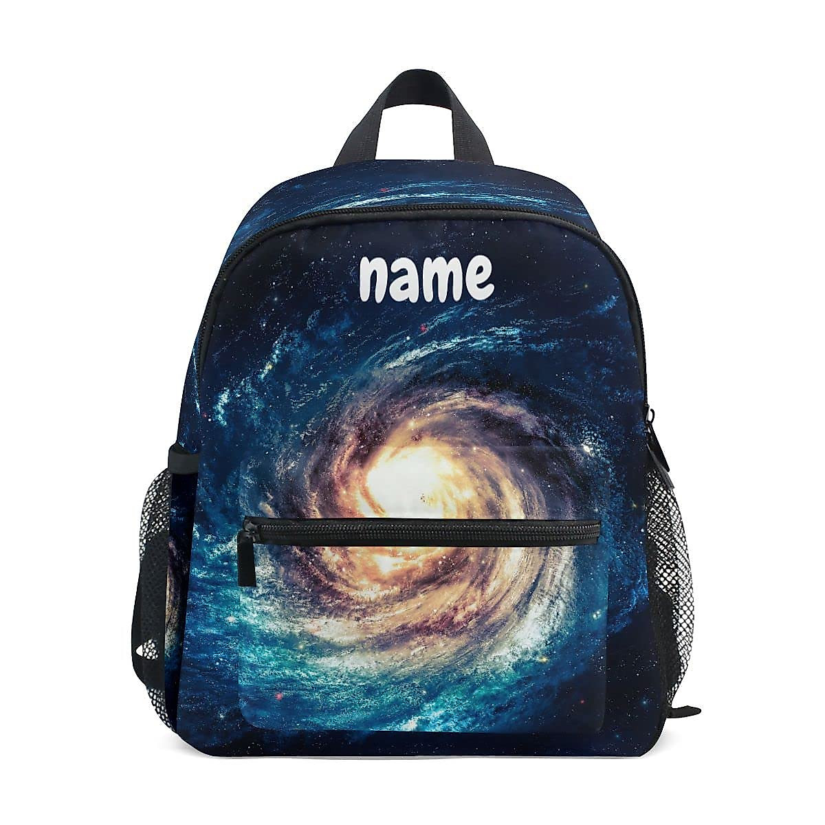 Glaphy Custom Kid's Name Backpack Spiral Galaxy Toddler Backpack Personalized Name Preschool Bookbag for Boys Girls