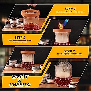 Cocktail Smoker Kit with Torch, OKYWILL Whiskey Bourbon Old Fashioned Smoker Kit with 4 Flavors Wood Chips for Drink, Wine, Gift for Men, Father, Husband, Boyfriend (No Butane)