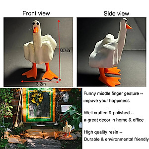 Middle Finger Duck You Figurine Statue - Funny Little Duck Resin Decor - Home Desk Office Garden Duckling Statue Deocration - Funny Joke Prank Gag Quirky Gift for Guys Adults Men