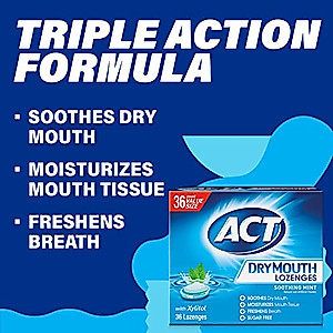 ACT Dry Mouth Lozenges with Xylitol, Soothing Mint, 36 Lozenges