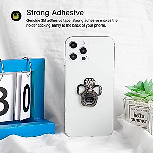 [2 Pack] Lucky Four Leaf Clover Cell Phone Ring Holder Stand, 360 Degree Rotation Finger Ring Kickstand with Polished Metal Phone Grip for Magnetic Car Mount, Smartphone Accessories（Black）