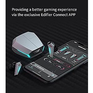 HECATE by Edifier GX07 Wireless Gaming Earbuds, Active Noise Cancelling Bluetooth Earbuds with 6 Microphones, LHDC/AAC, Ultra Low Latency, Dual Modes, App Control, RGB Light, 32.5h Playtime - Grey