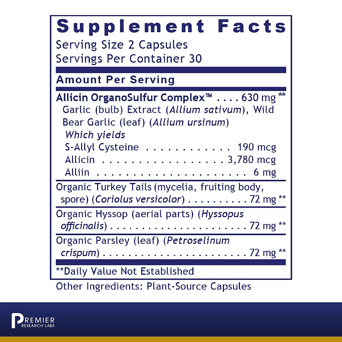 Premier Research Labs Allicidin - Garlic Allicin Supplement, Garlic Supplements, Garlic Pills, Allicin Extract, Garlic Extract, Odorless Garlic Capsules, Immune Support - 60 Vegetarian Capsules