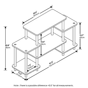 Furinno Turn-N-Tube No Tools Entertainment Center, Round, Square corner, Dark Walnut,11257DWN