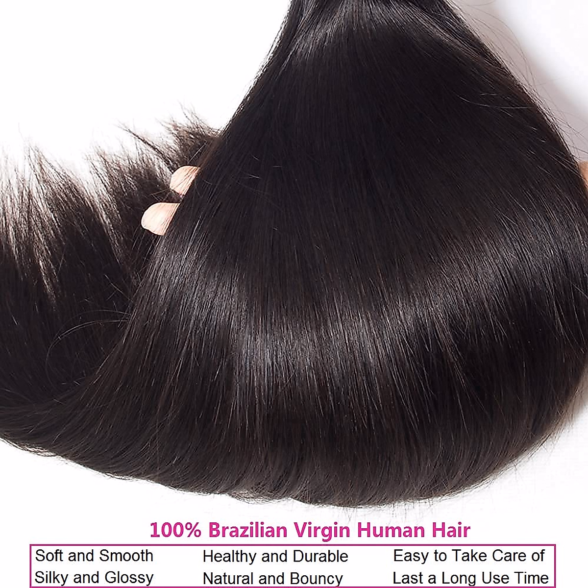 10A Straight Hair Bundles Brazilian 18 20 22 Inch 100% Unprocessed Virgin Hair Straight Weave Bundles Human Hair 3 Bundles Deals