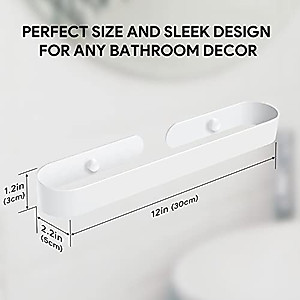 Homusthave Hand Towel Holder, 12 Inch Hand Towel Bar Self Adhesive & Screw Wall Mounted, Aluminum Hand Towel Hanger Towel Ring/Rack for Bathroom Kitchen, White