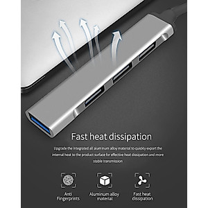 Auorange USB Hub, 4-Port USB 3.0 2.0 Hub USB Splitter Charging Supported Compatible with MacBook, Laptop, Surface Pro, PS4, PC, Flash Drive, Mobile HDD