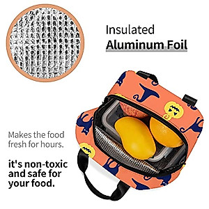 Cat Pumpkin Lunch Bag Women Small Cooler Bags Insulated Lunch Box for Teen Girls Mens Lunchbox for Work Cooler Tote Bag Waterproof Leak Proof for School Pinic Orange