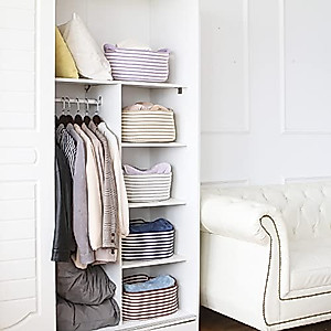 Sea Team Oval Cotton Rope Storage Basket, Woven Storage Bin, Nursery Storage Container with Handles, Diaper Caddy, Baby Shower Basket, Storage Box, Organizer, 15 x 11 x 6.5 Inches (Medium, Navy Blue)