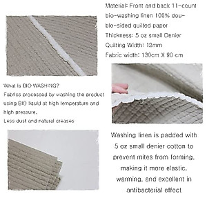 Soft Double Sided Bio Washing Linen Quilted Fabric by The Yard Solid 51" Wide BH (Linen 12mm) Half-Finished Product Made in South Korea