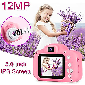 GKTZ Toys for Girls Age 3-8, Kids Camera Digital Video Toddler Camera Children Camcorder Birthday Gifts for 3 4 5 6 7 8 Year Old Girls with 32GB SD Card