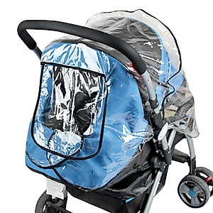 Clear Stroller Rain Cover Travel Weather Shield Breathable Windproof Waterproof Baby Pram Stroller Rain Cover Canopy Protect from Rain Wind Sun Dust Snow Universal Baby Stroller Accessories