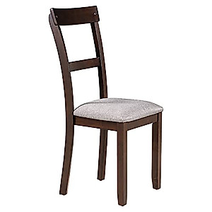 RUNWON 5-Piece Rustic Farmhouse Wood Kitchen Dining Table Set for 4 with Upholstered Chairs, Espresso+Gray