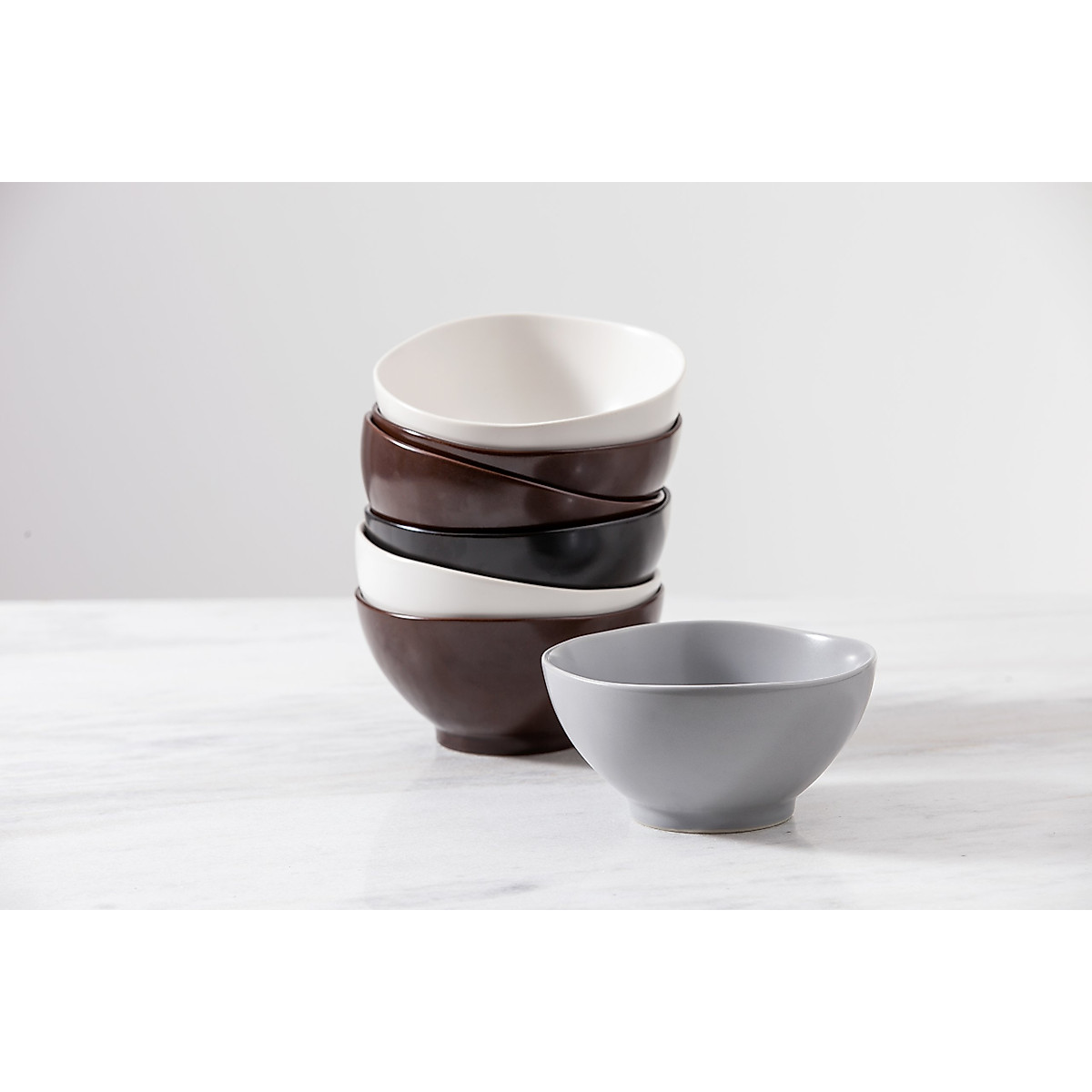 Fortessa Vitraluxe Dinnerware Heirloom Rice Bowl, 5.75-Inch, Set of 4, Charcoal