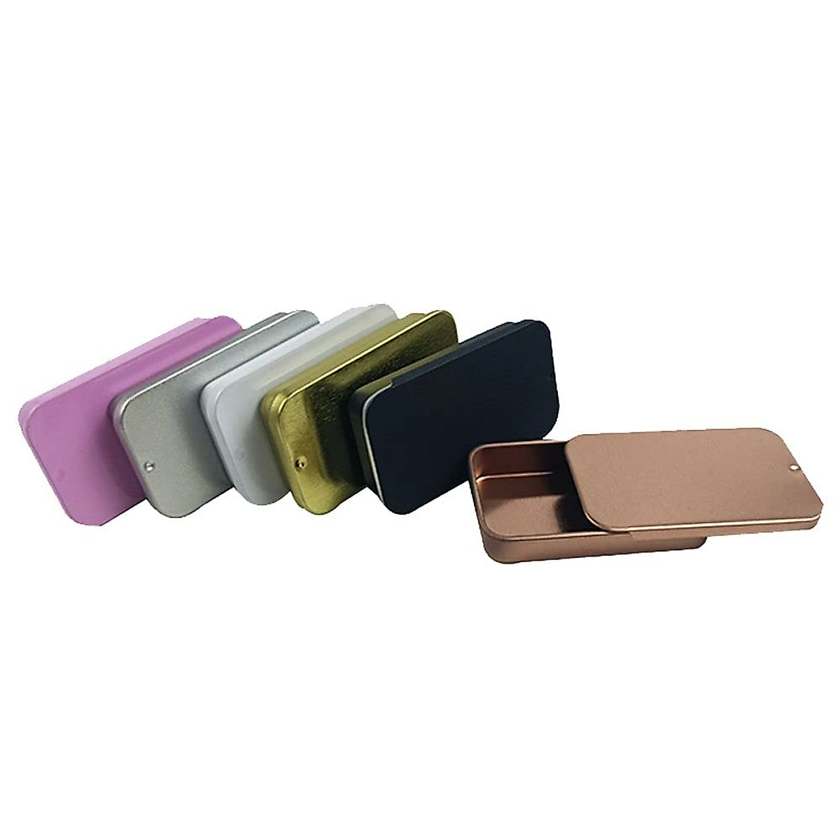 Mini Metal Slide Top Tin Box, Portable Rectangular Sliding Lid Tin Containers Small Boxes for Pills Earring Jewelry Organizer(60x34x11mm,pink)