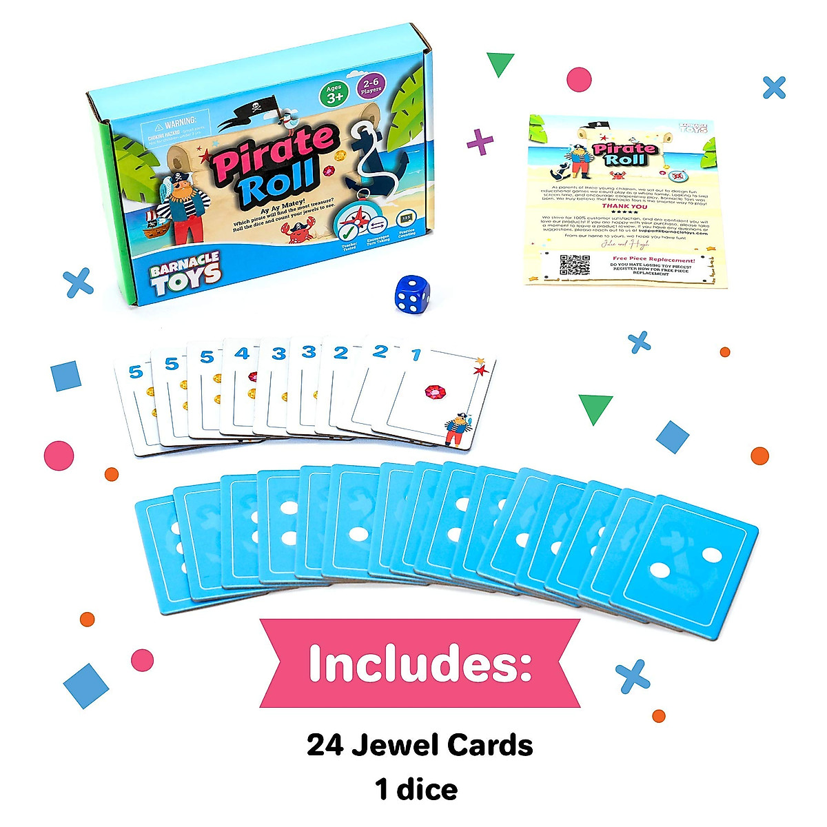 Barnacle Toys Pirate Roll - Kids Games, Toddler Board Games, Games for Kids, Preschool Games for 3 Year Olds, Kids Board Games for 4 Year Olds