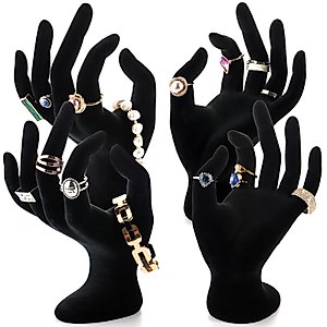 Mezchi 4 Pack Hand Ring Holder, Polyresin Mannequin Hand, Ok Gesture Ring Display Stand, Hand Form Jewelry Organizer for Ring Bangle Bracelet Hand Chain, Finger Ring Display, Photo Props