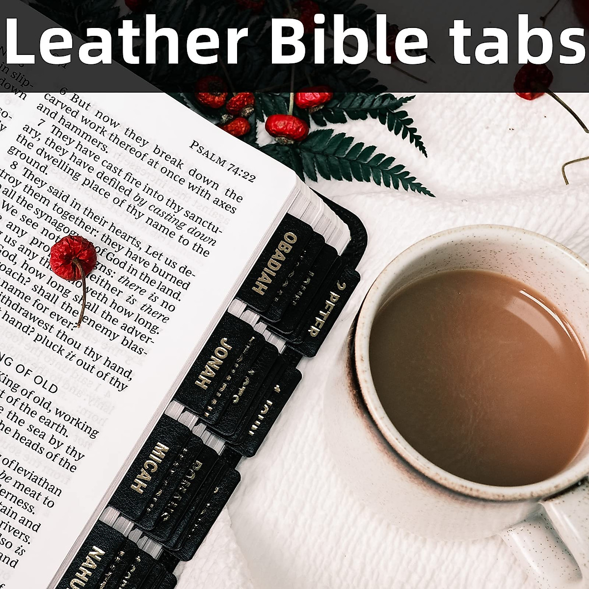 UPAFEXXI-Leather Bible Tabs, Bible Tabs for Women and Men(Gold Foil Lettering) Large Print Stickers, Easy to Read and Apply, 80 Chapters Labels for Easy Navigation(Black)