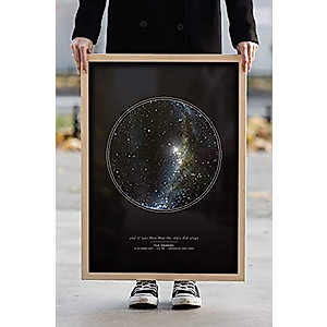 Custom Personalized Night Sky Star Map Poster, Unframed Print with Black Background