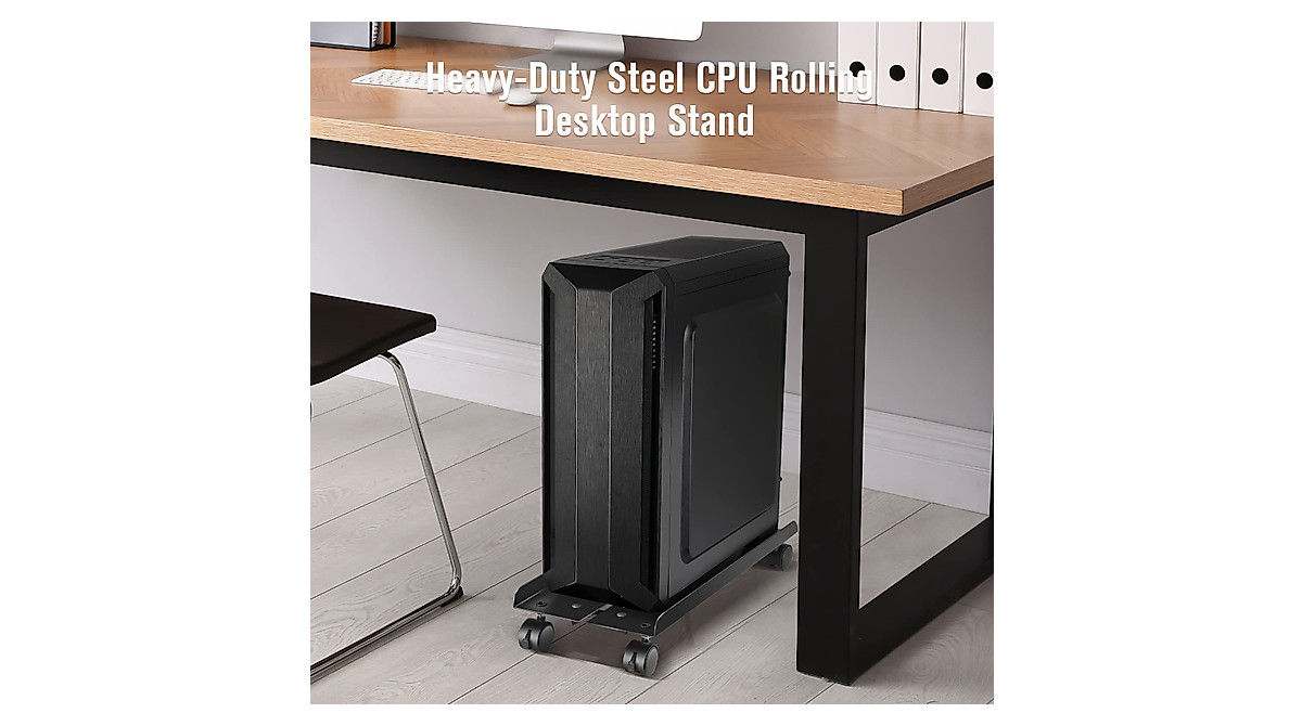 Heavy Duty Metal Computer Tower Stand with Wheels
