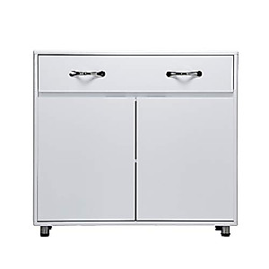 GLCHQ Storage Drawer File Cabinet nightstand Side Cabinet Cupboard Sideboard for Office or Living Room Kitchen Room (Two Doors, White)
