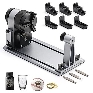 Genmitsu MD18 Rotary Roller, 3-in-1 Accessories Kit for Genmitsu L8, Genmitsu Z6 Engraving Machines, Multi Jaw Chucks for Glass, Cylindrical Objects, Baseball Bat, Ring, Bottles Cups, Space Gray