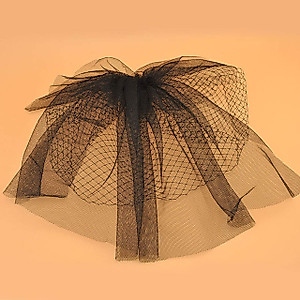 Ayliss Women Mesh Veils Bridal Birdcage Veil Short Wedding Face Veil with Clip Tulle Gothic Bride Halloween Costume Veil (Black)