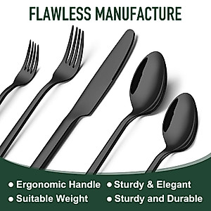 21-Piece Black Silverware Set with Organizer Tray Stainless Steel Cutlery Utensil Set Kitchen Spoons and Forks Set Tableware Set Heavy Duty Flatware Set Service for 4 Forks Spoons and Knives Set